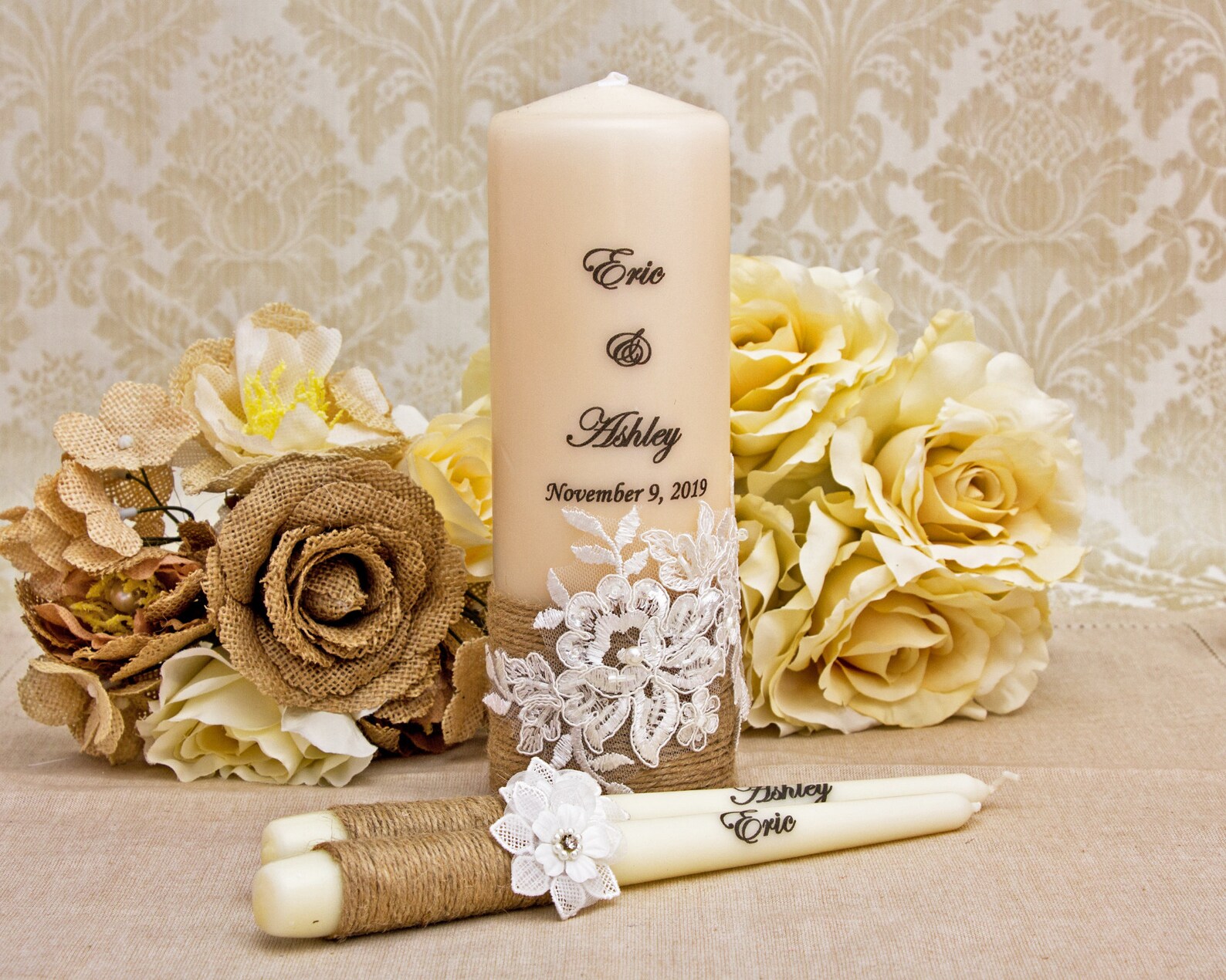 Rustic Wedding Unity Candles Set Personalized Unity Candle Set - Etsy