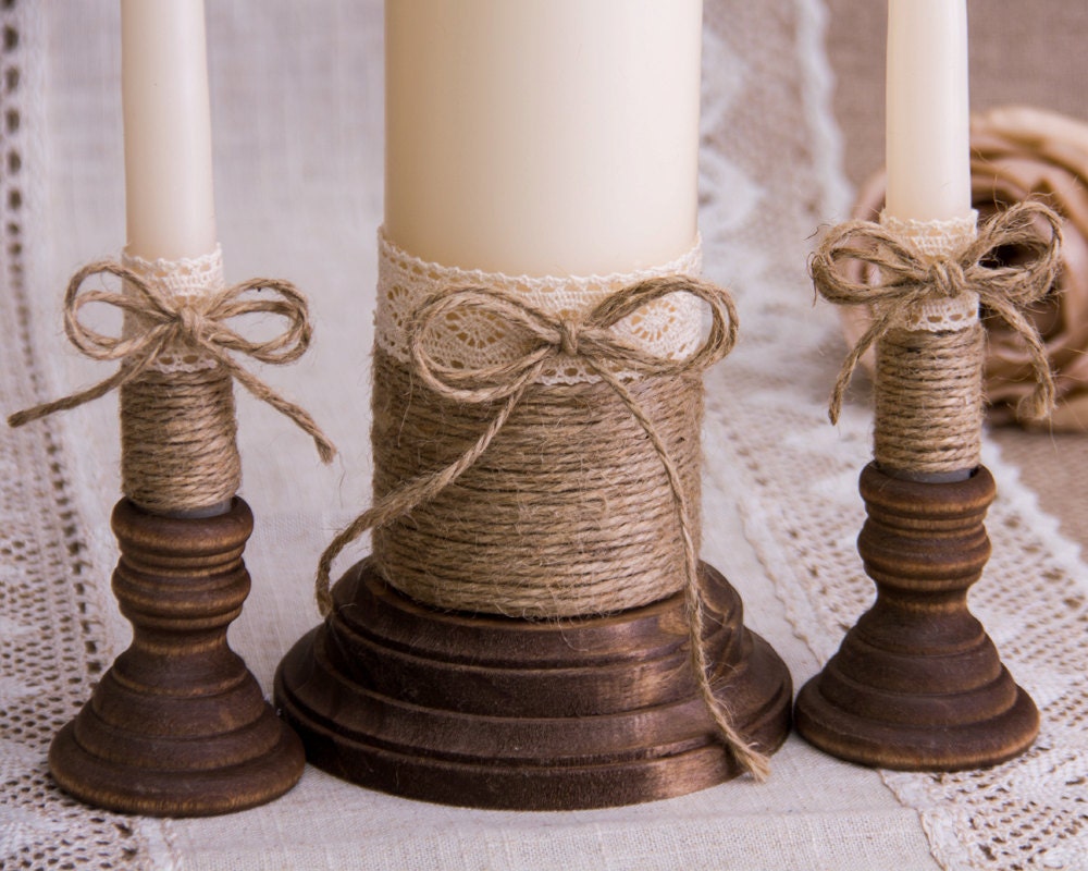Rustic Wedding Accessories Set Rustic Unity Candle Set - Etsy