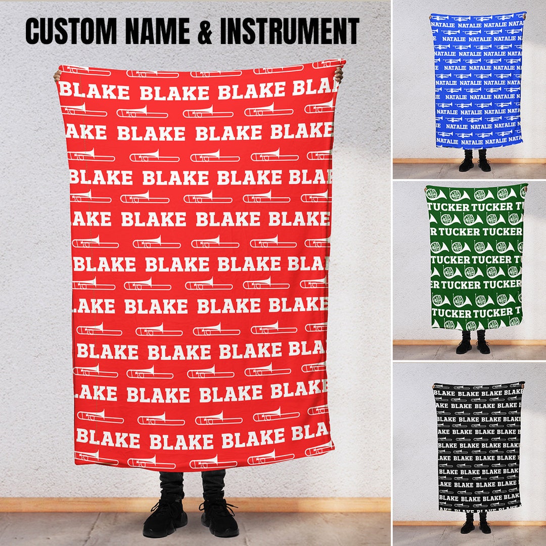 Custom Music Blanket, Marching Band, Orchestra, Repeating Names, Color ...