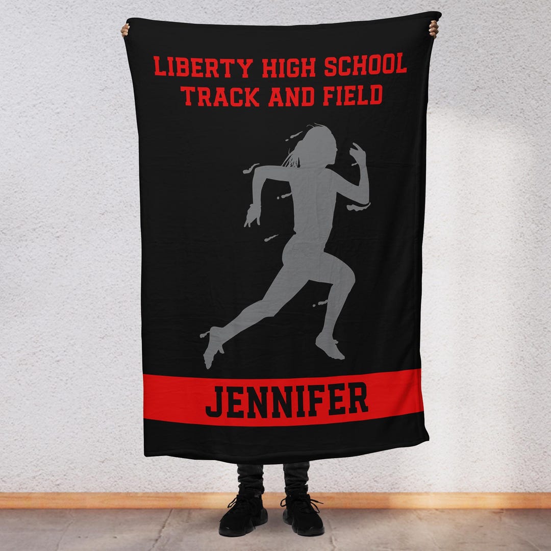 Custom Track & Field Blanket, Female / Male Runner Personalized Name ...