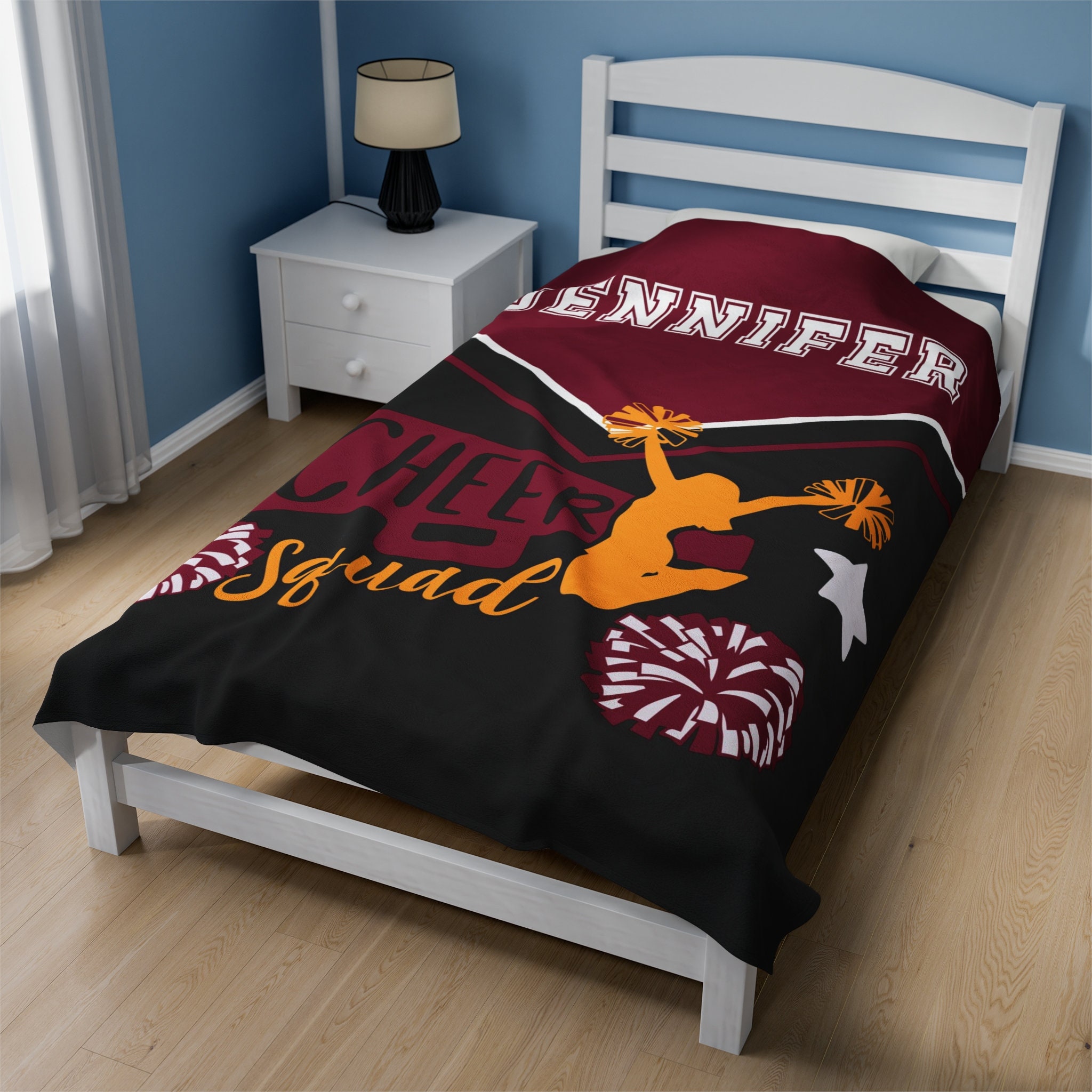 Personalized Cheerleading Blanket, Custom Name Color Cheer Pom Pom, End ...