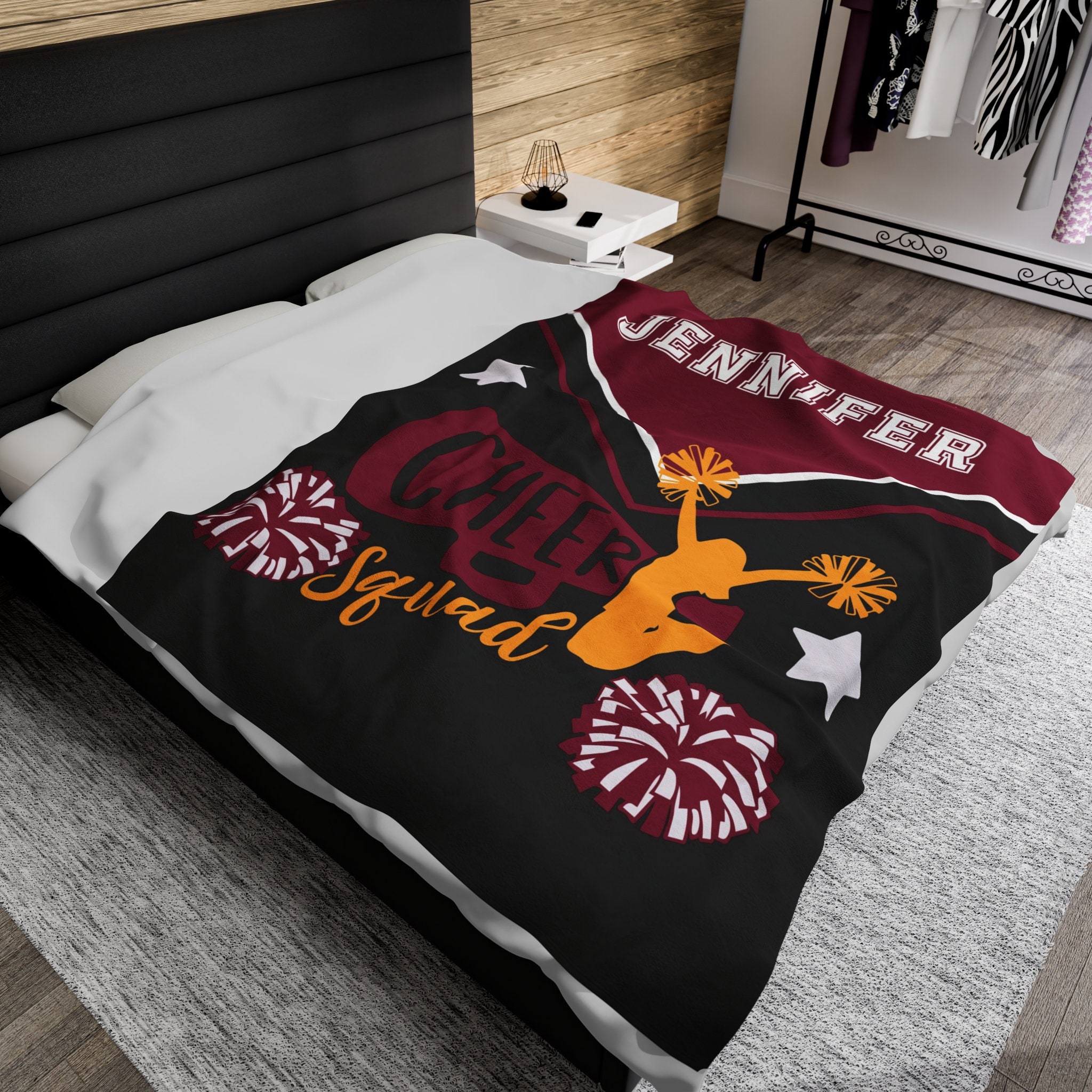 Personalized Cheerleading Blanket, Custom Name Color Cheer Pom Pom, End ...