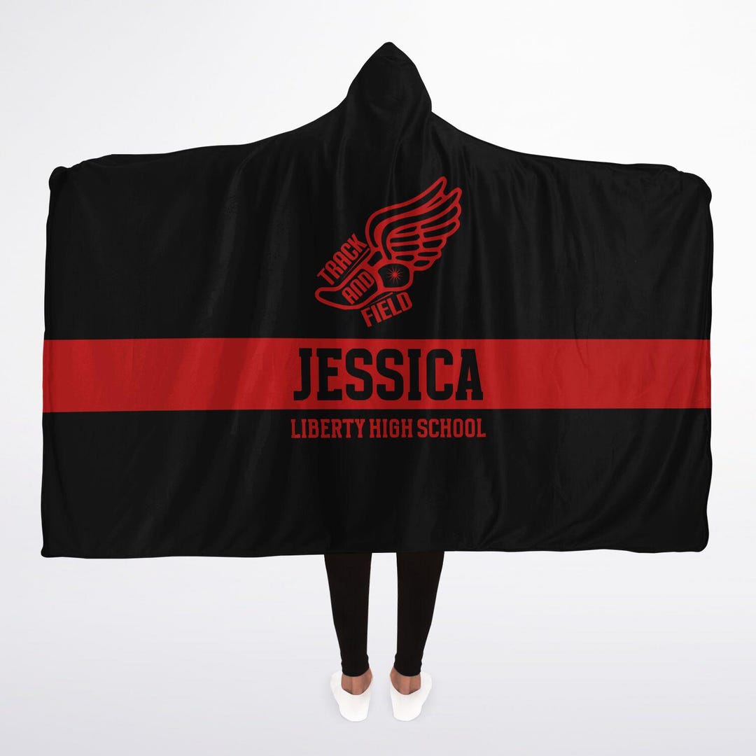 Custom Track Field Hooded Blanket Sherpa, Personalized Name, Run Shoes ...