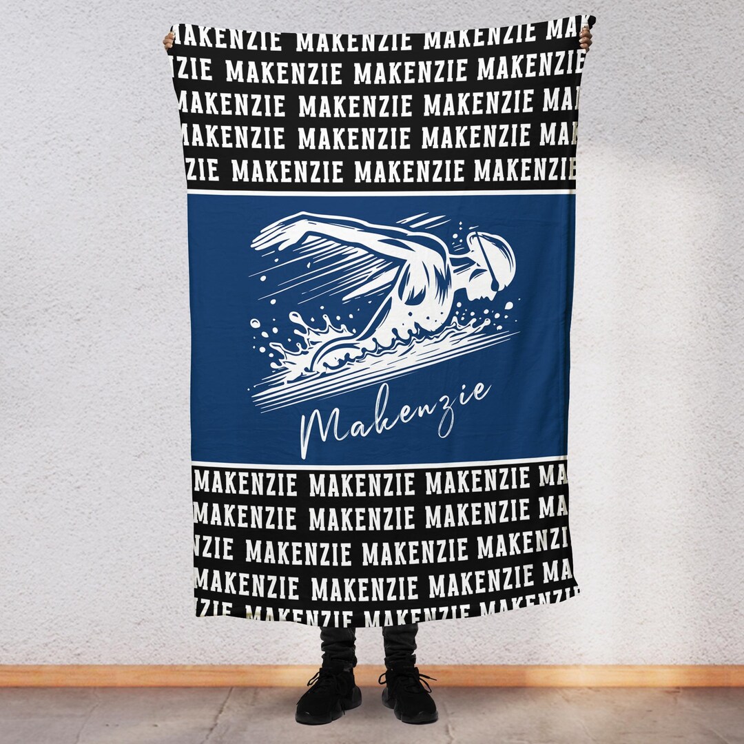 Custom Swim for Girls Personalized Team Blanket Repeating Name Swim ...