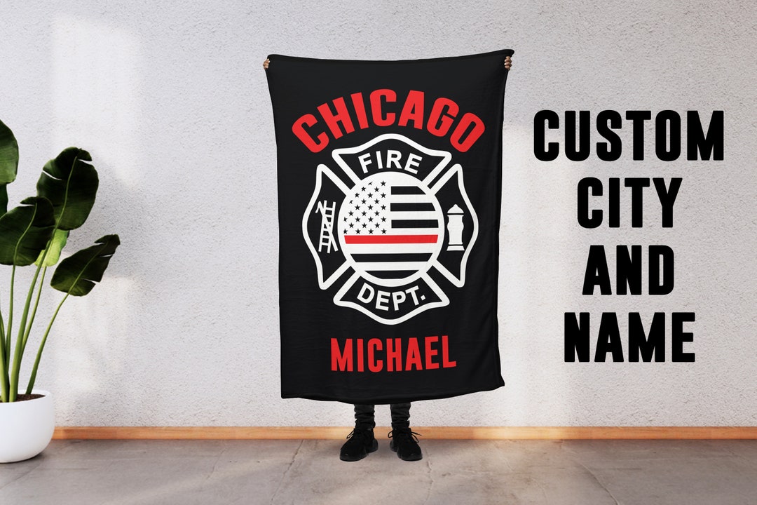Custom Firefighter Blanket, Personalized City and Name, Fireman Flag ...