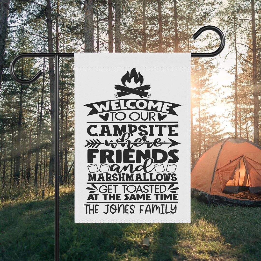 Campsite Garden Banner: Family Welcome Sign, Outdoor Decor, Camping ...