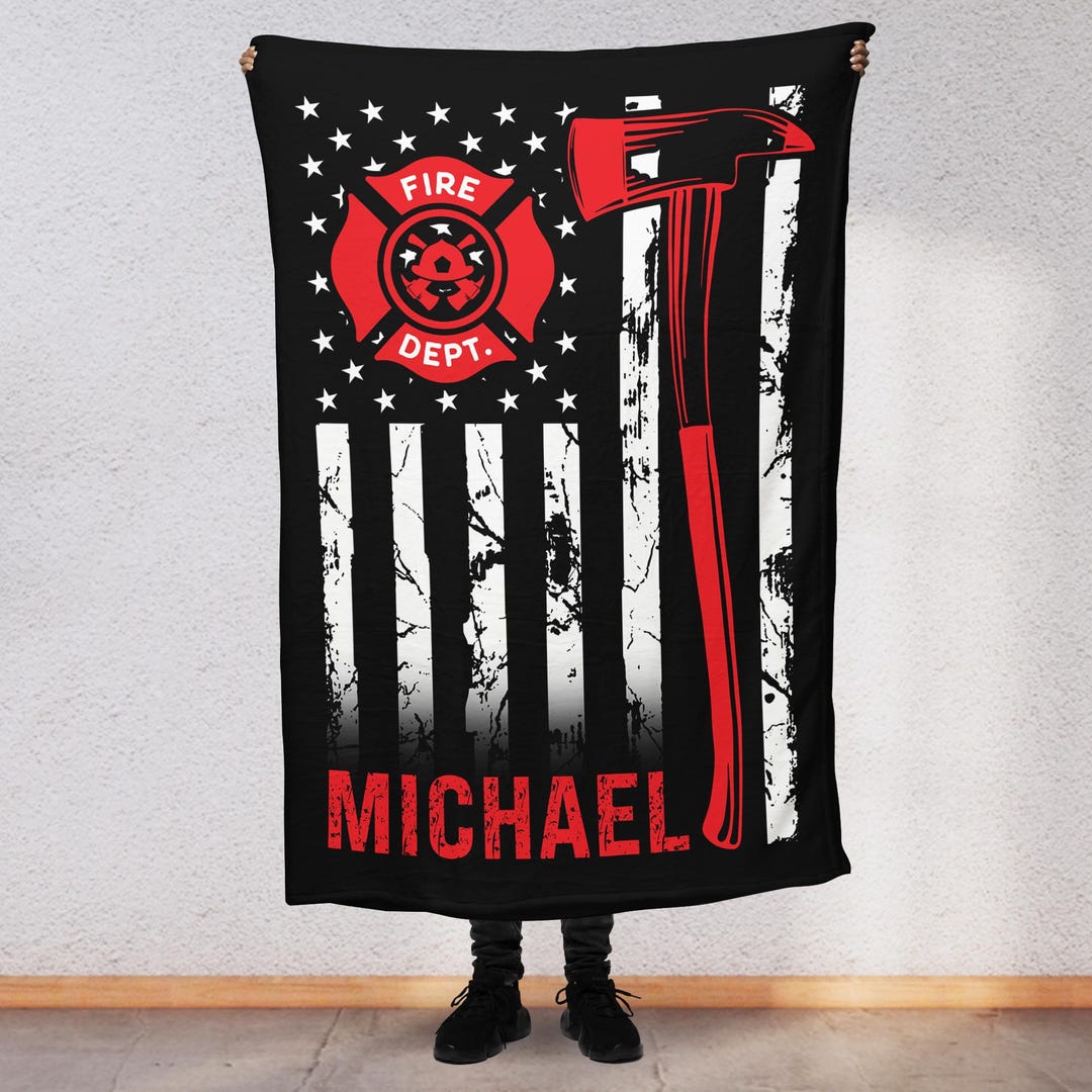 Custom Firefighter Blanket, Fireman Flag Design, Firehouse, Custom Logo ...