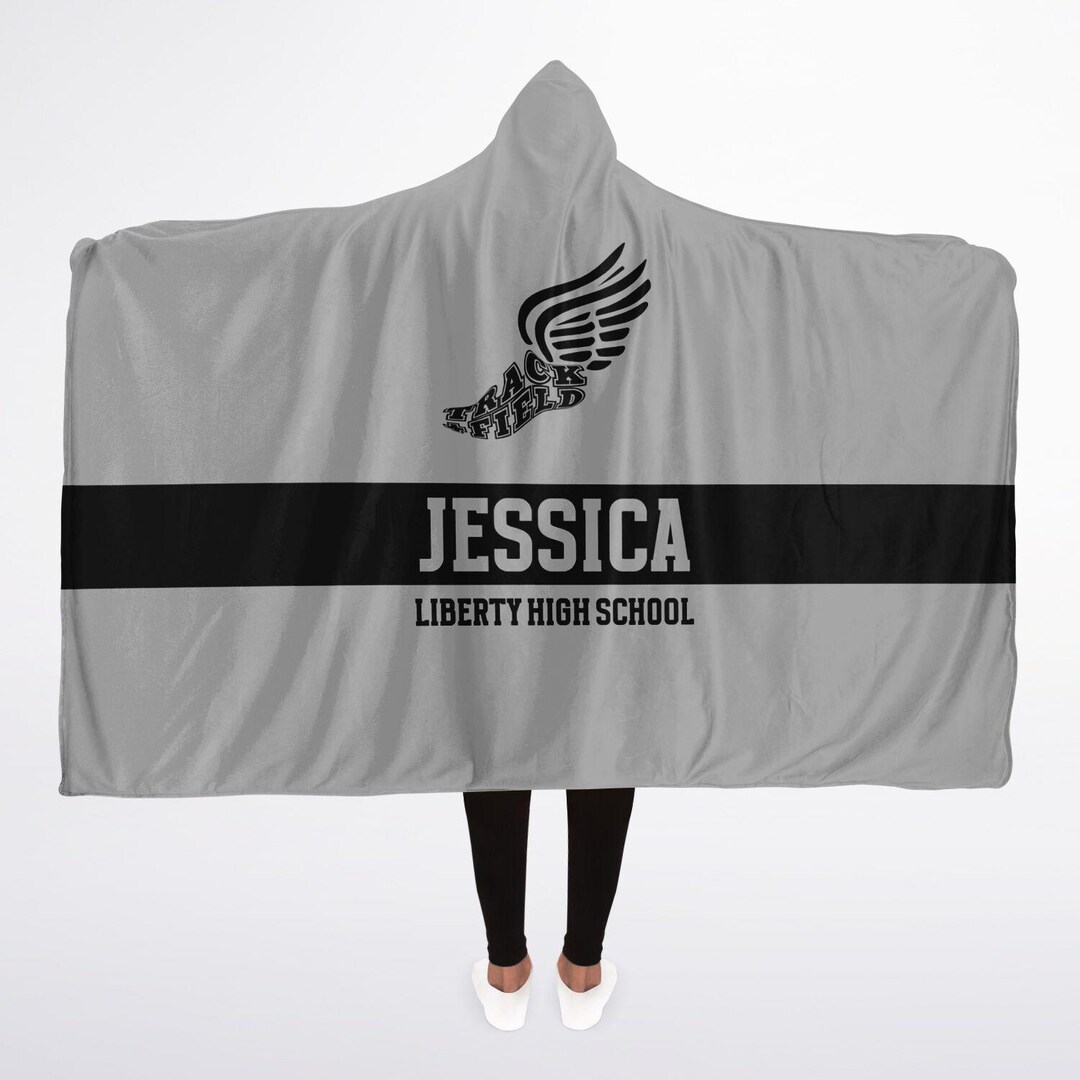 Custom Track & Field Hooded Blanket Sherpa, Personalized Name, Run ...
