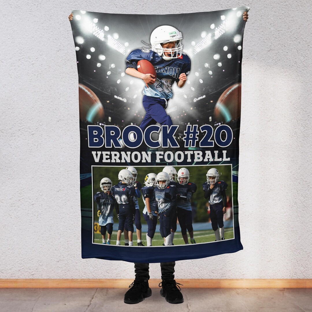 Custom Photo Football Stadium Blanket, Personalized Name, Number, Color ...