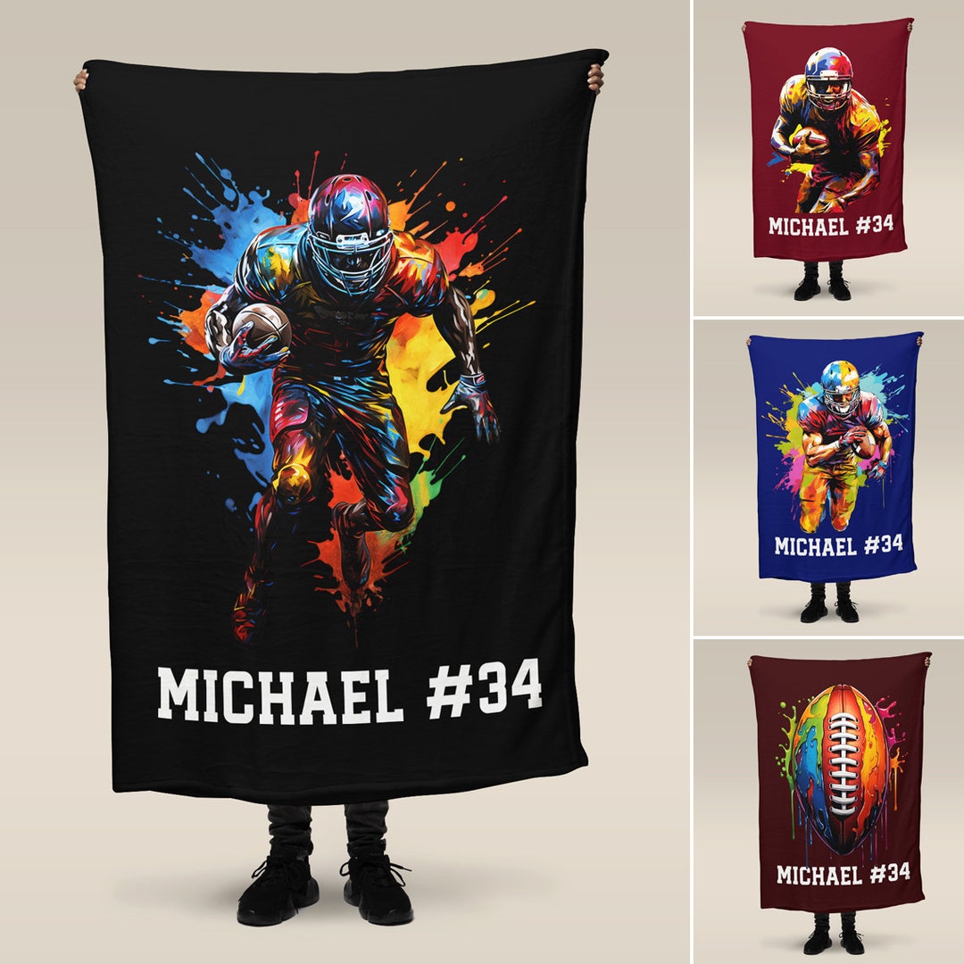 Custom Football Stadium Blanket, Personalized Name, Number, Color ...