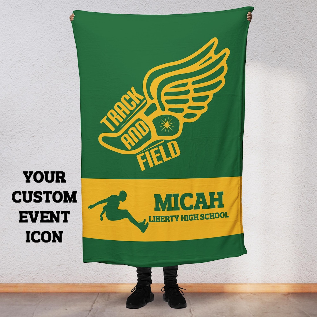 Running Track & Field Custom Blanket, Personalized Name, Senior Night ...