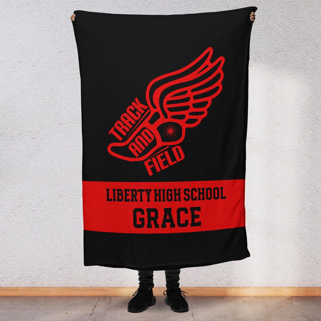 Custom Track & Field Blanket, Personalized Name, Run Shoes With Wings ...