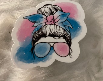 Messy Bun Waterproof Sticker. Cheetah Sunglasses | Etsy