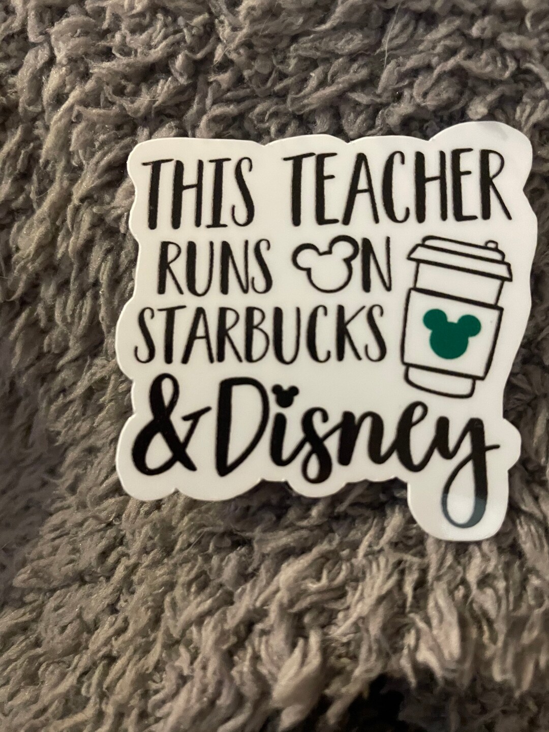 This Teacher Runs on Starbucks and Disney Waterproof Sticker. - Etsy