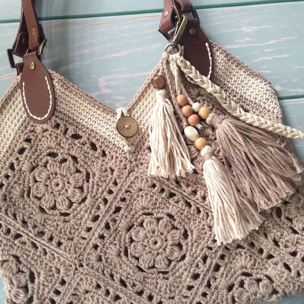 Beach Boho Round Bag Crochet Pattern Round Bag Boho Crochet Bag Pattern ...