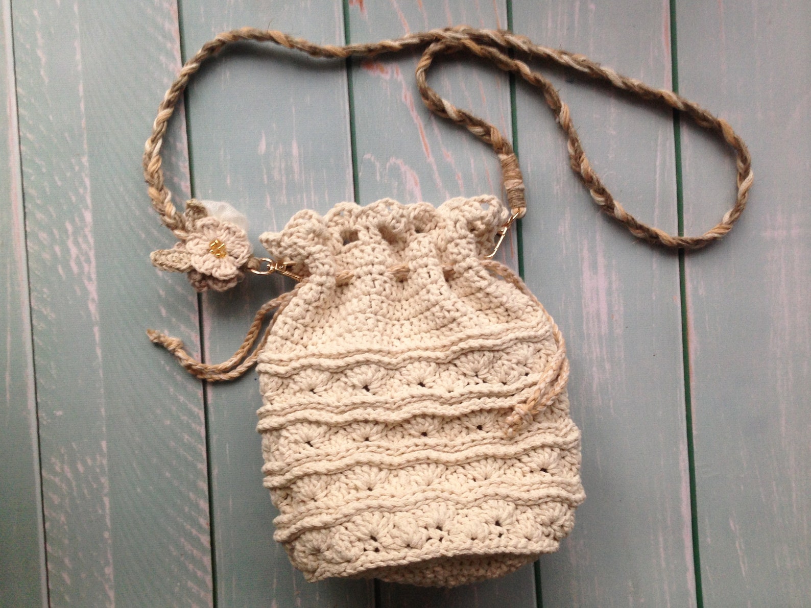 White Shell Boho Crochet Bag Pattern Summer Bucket Bag Boho - Etsy