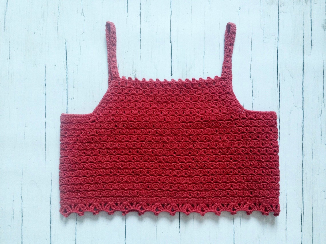 Red Casual Crop Top Crochet Pattern Cropped Crochet Top - Etsy