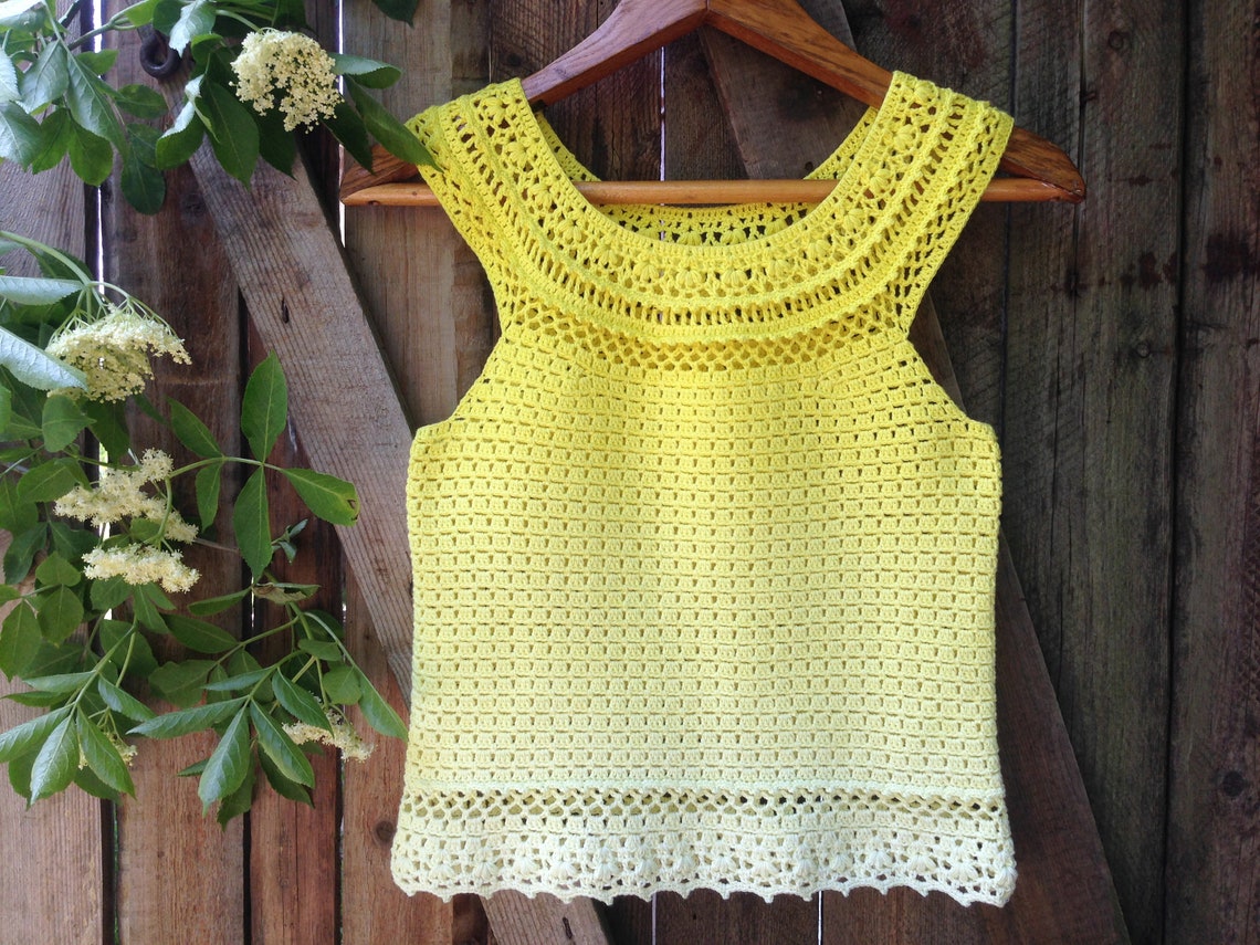 Sofia Round Yoke Crochet Top Pattern XSSMLXL Crochet - Etsy