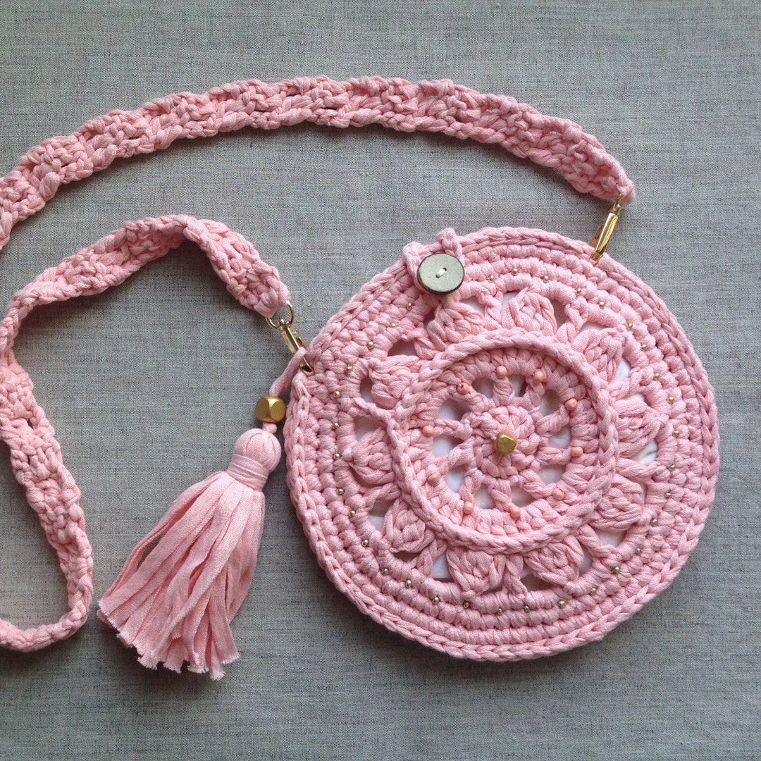 Beach Boho Round Bag Crochet Pattern | Round Bag Boho Crochet Bag ...