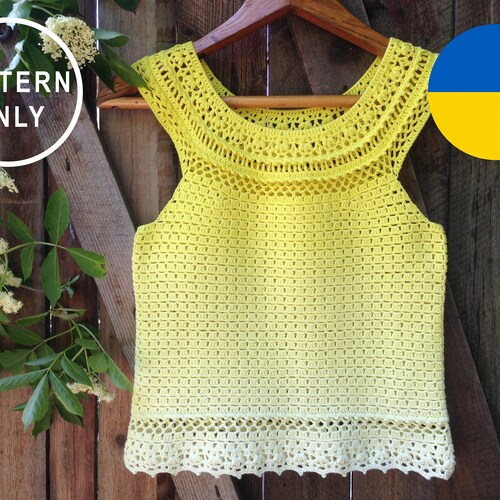 Sofia Round Yoke Crochet Top Pattern XSSMLXL Crochet - Etsy