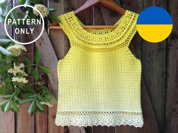 Sofia Round Yoke Crochet Top Pattern XSSMLXL Crochet - Etsy
