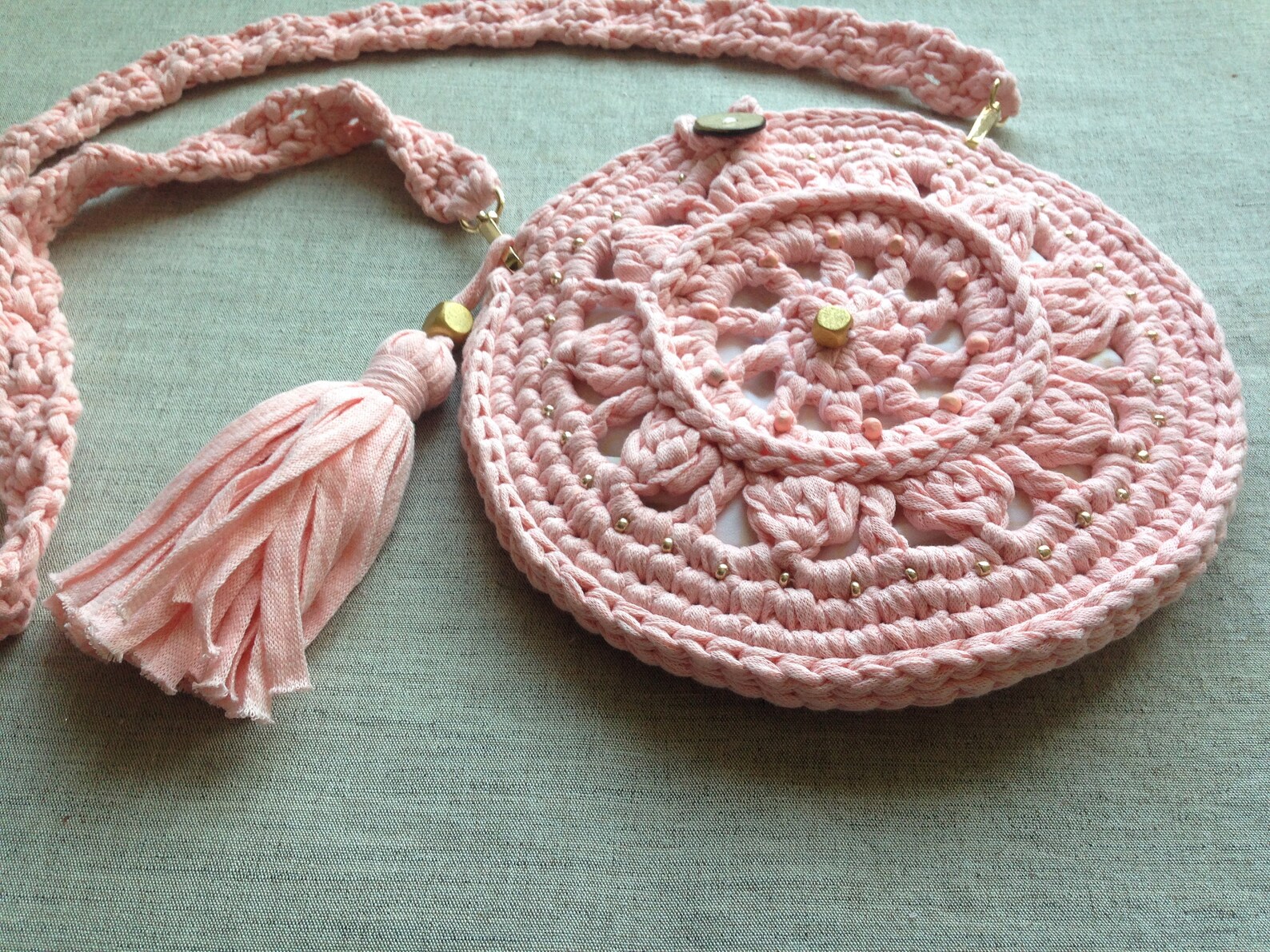 Beach Boho Round Bag Crochet Pattern | Round Bag Boho Crochet Bag ...
