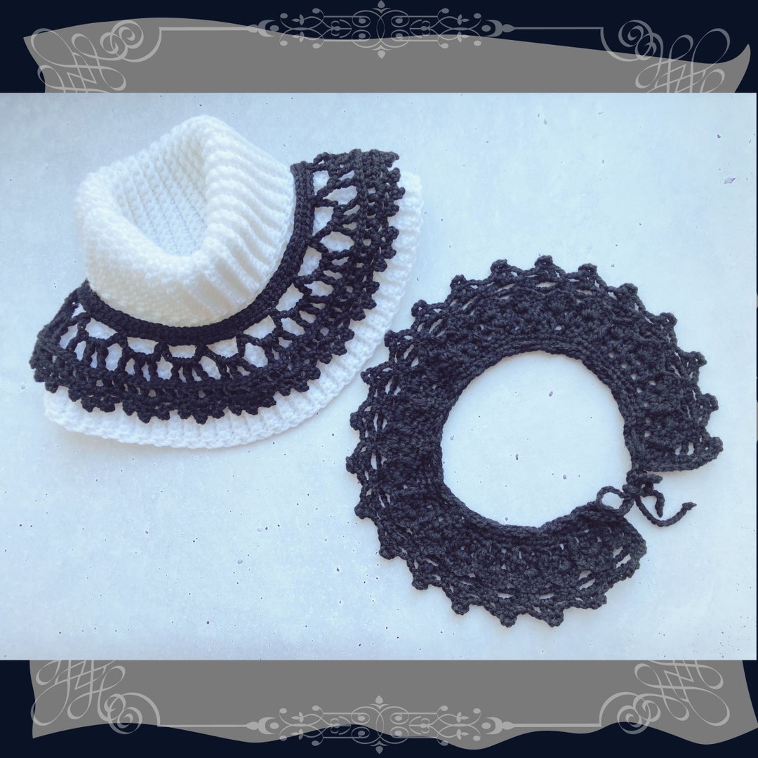 Victorian Noir Set: Crochet Ribbed Turtleneck Collar Pattern With 2 ...