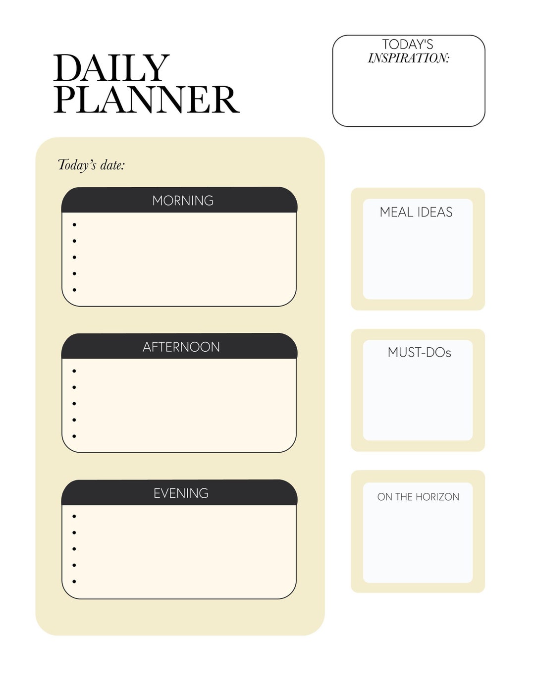 Minimalist Daily Planner: Printable Undated Schedule (PDF) - Etsy