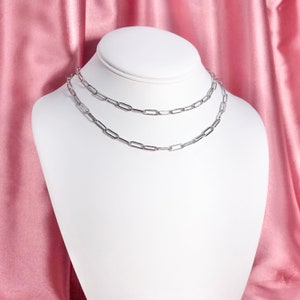 Adjustable Silver Color Stainless Steel Chunky Paper Clip Chain ...