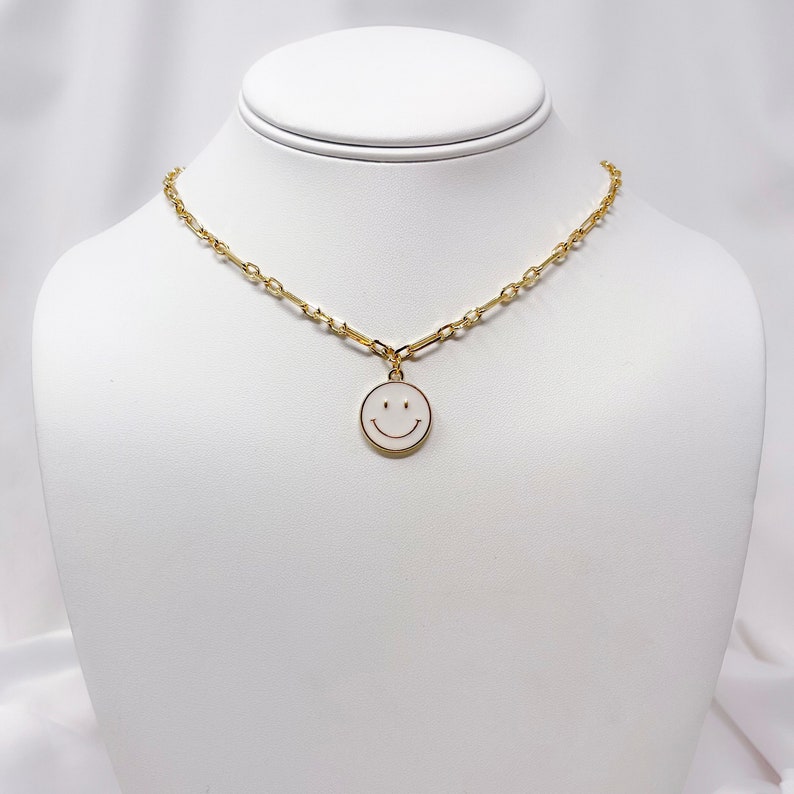 Happy Smiley Face Necklace Resizable Enamel Smiley Face Charm - Etsy