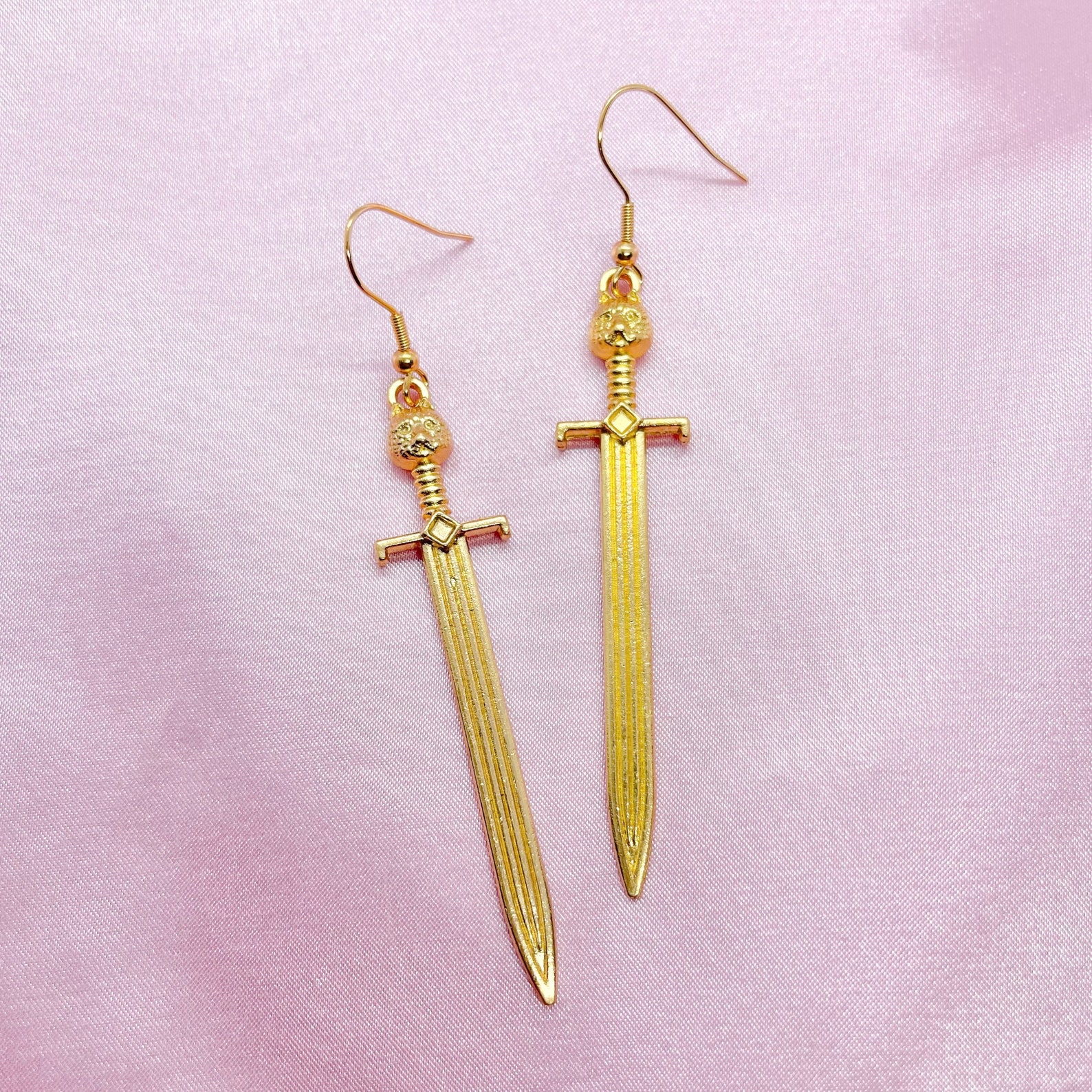 Antique Silver or Gold Plated Dangle Sword Dagger Earrings With ...