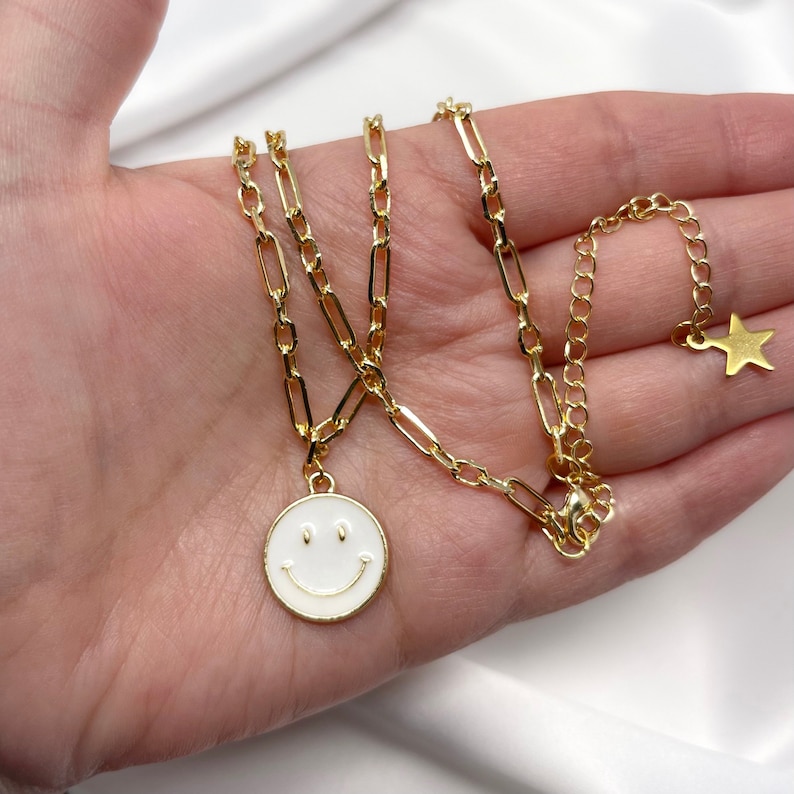 Happy Smiley Face Necklace Resizable Enamel Smiley Face Charm - Etsy