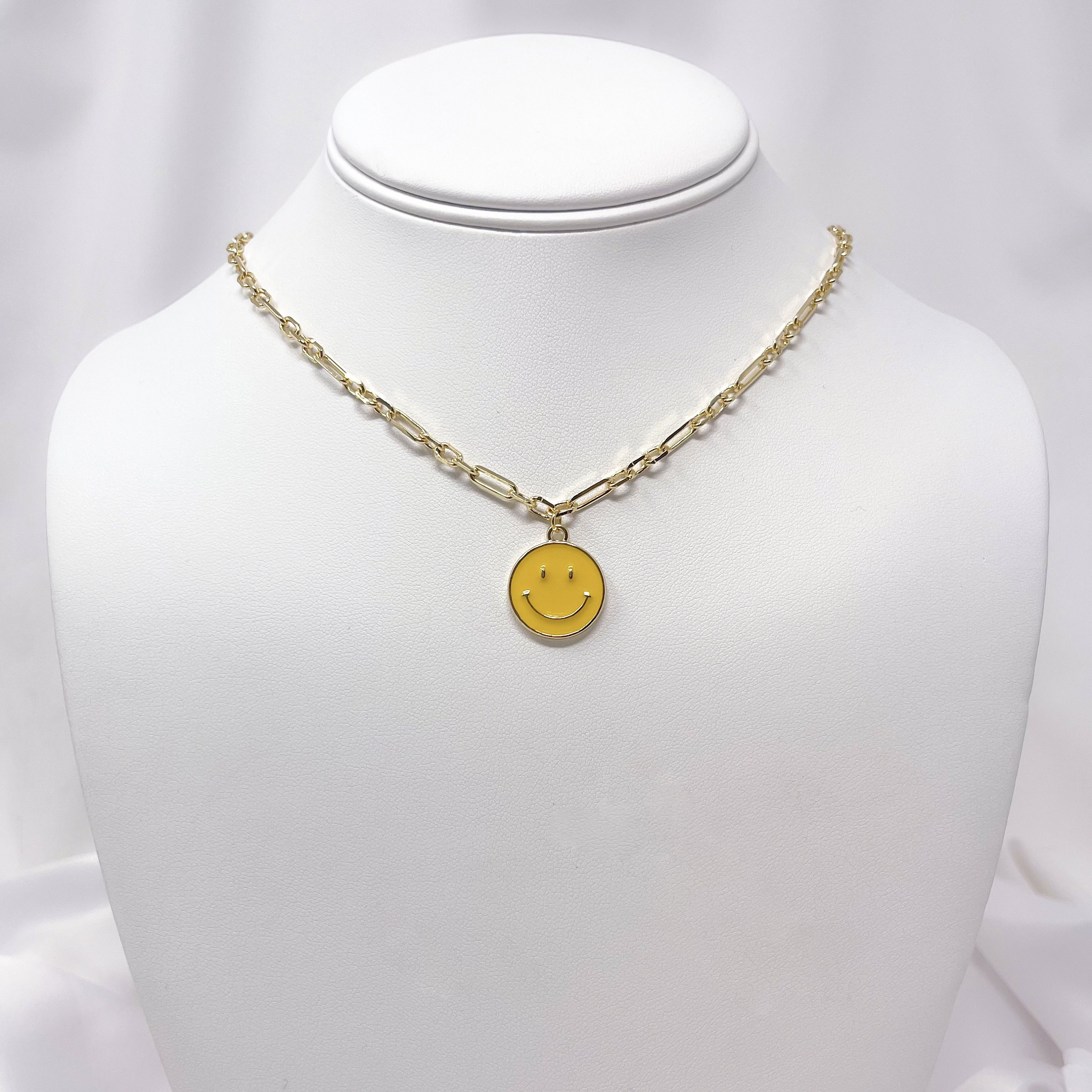 Happy smiley face necklace resizable enamel smiley face charm | Etsy