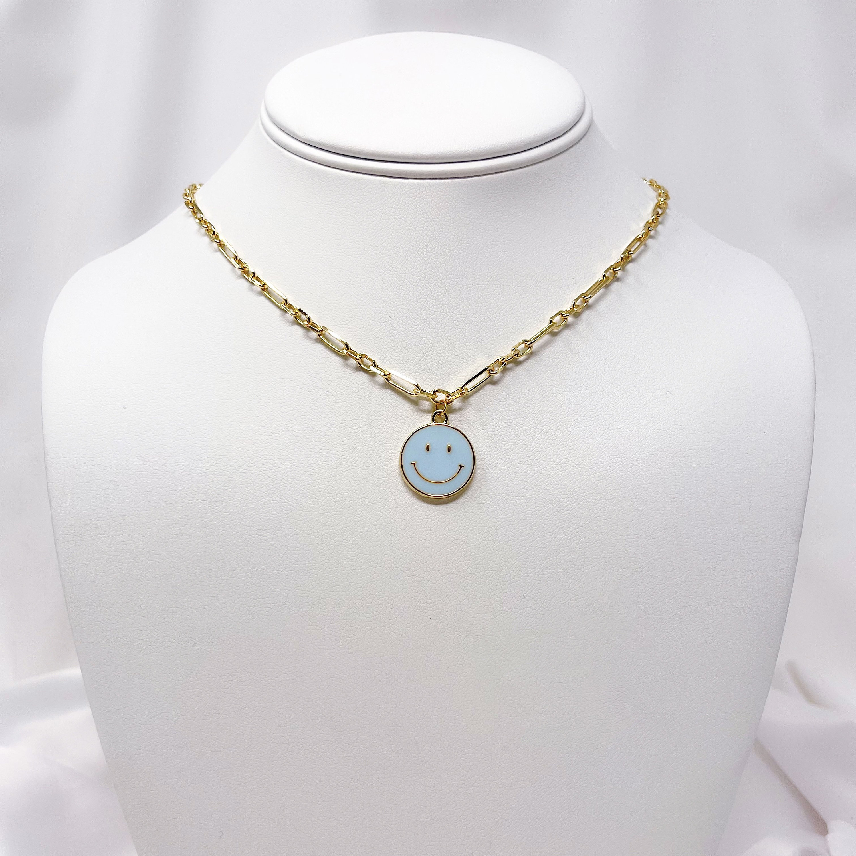 Happy smiley face necklace resizable enamel smiley face charm | Etsy