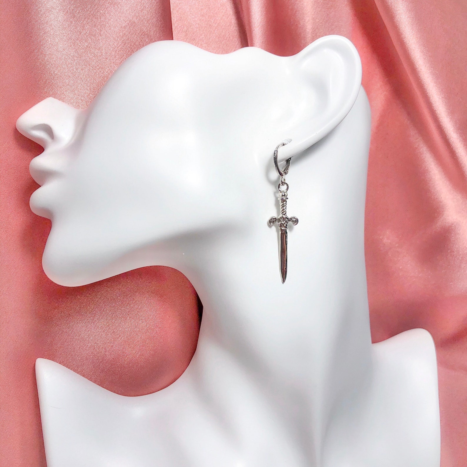 Gold Rose Gold or Rhodium Plated Dagger Sword Charm Earrings - Etsy