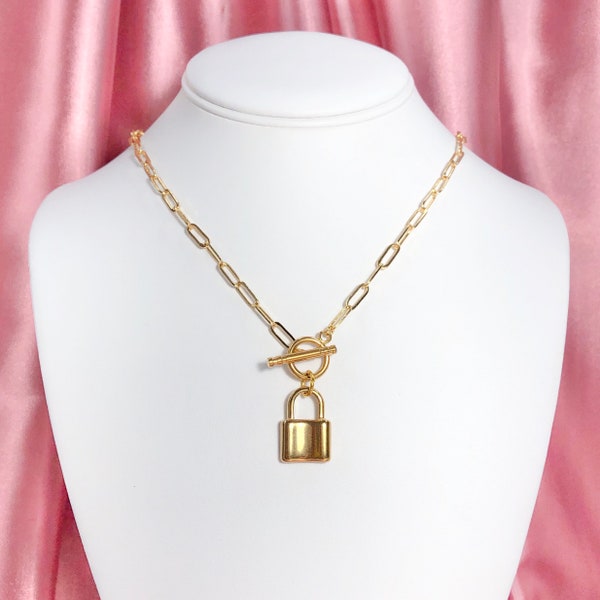 Gold Lock and Chain - Etsy