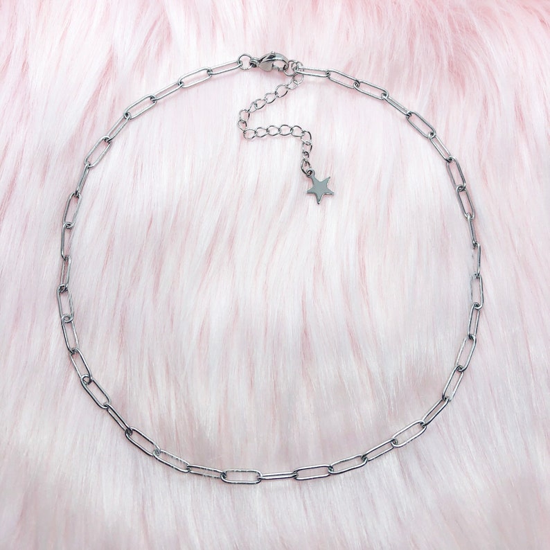 Adjustable Silver Color Stainless Steel Chunky Paper Clip Chain ...