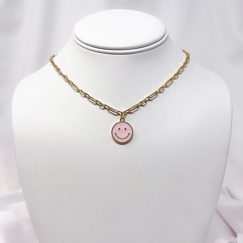 Happy Smiley Face Necklace Resizable Enamel Smiley Face Charm - Etsy