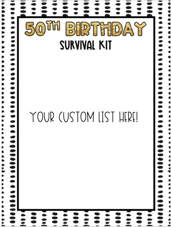 Custom Birthday Survival Kit Digital Print - Etsy
