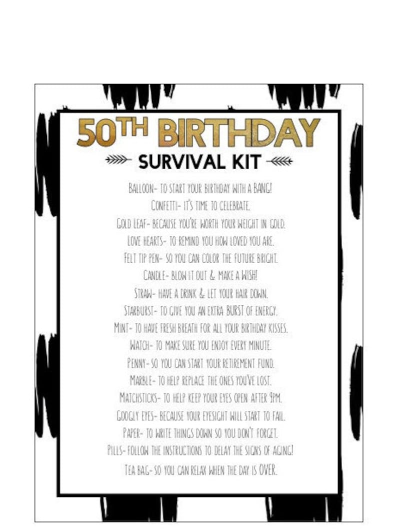 50th Birthday Survival Kit | Etsy