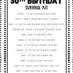 30th Birthday Survival Kit | Etsy