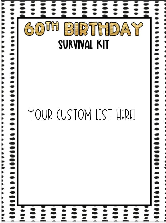 Custom Birthday Survival Kit Digital Print - Etsy