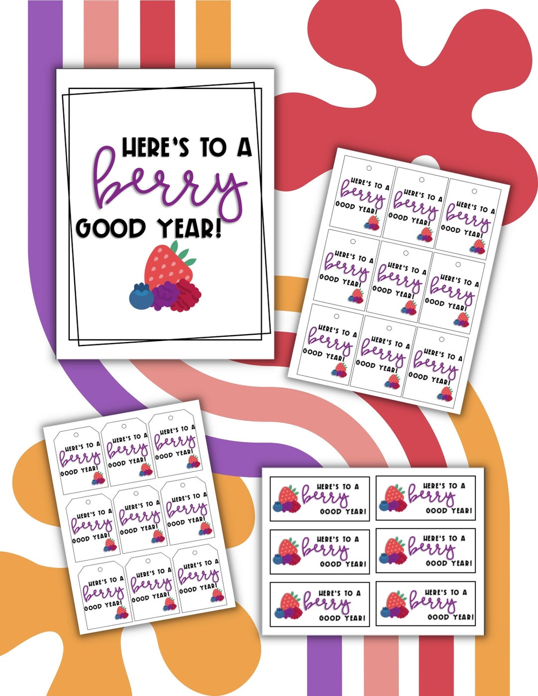 Here's to a BERRY Good Year! Gift Tags | Several Sizes - Etsy