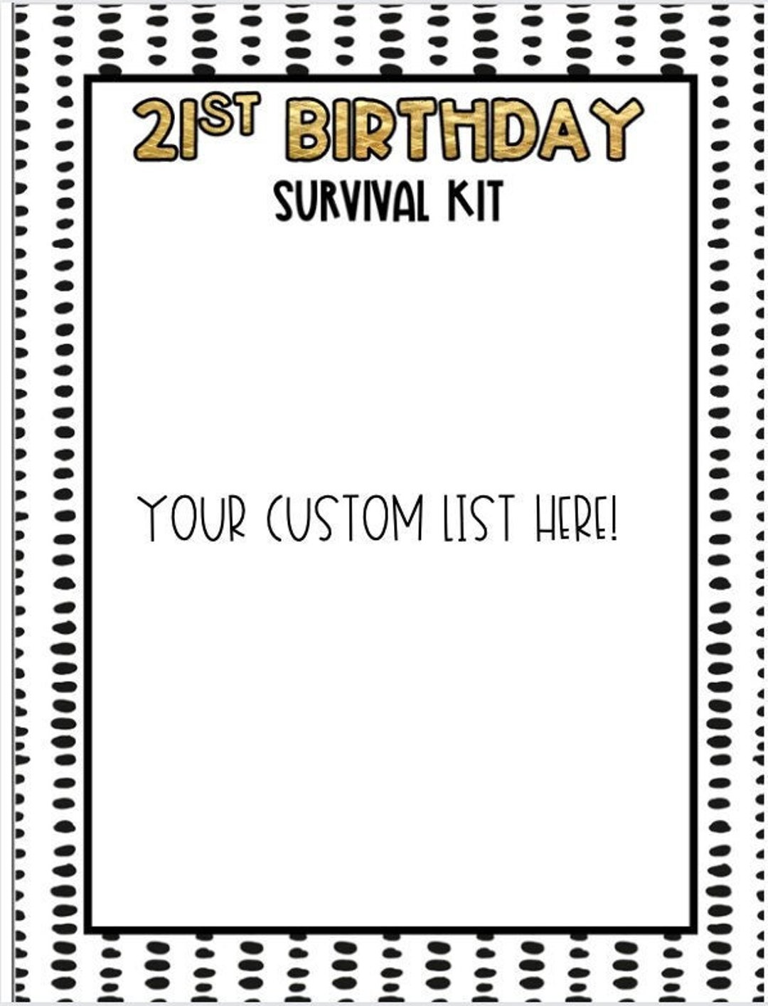 Custom Birthday Survival Kit Digital Print - Etsy