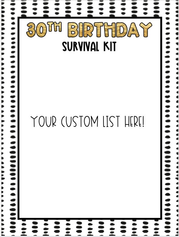 Custom Birthday Survival Kit Digital Print - Etsy