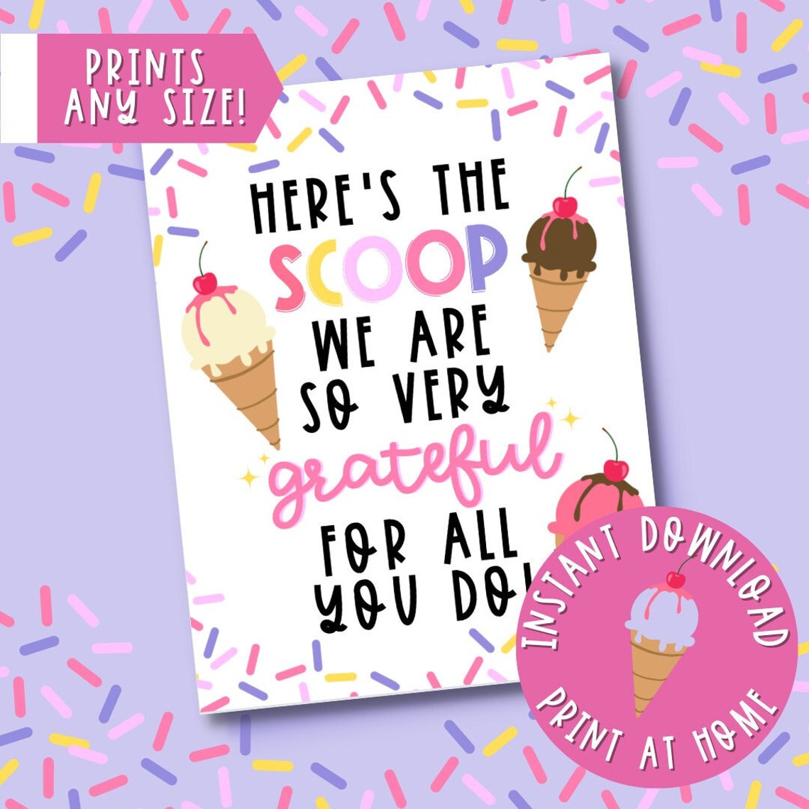 Here's the Scoop - We Are so Grateful for All You Do! - Ice Cream Party ...