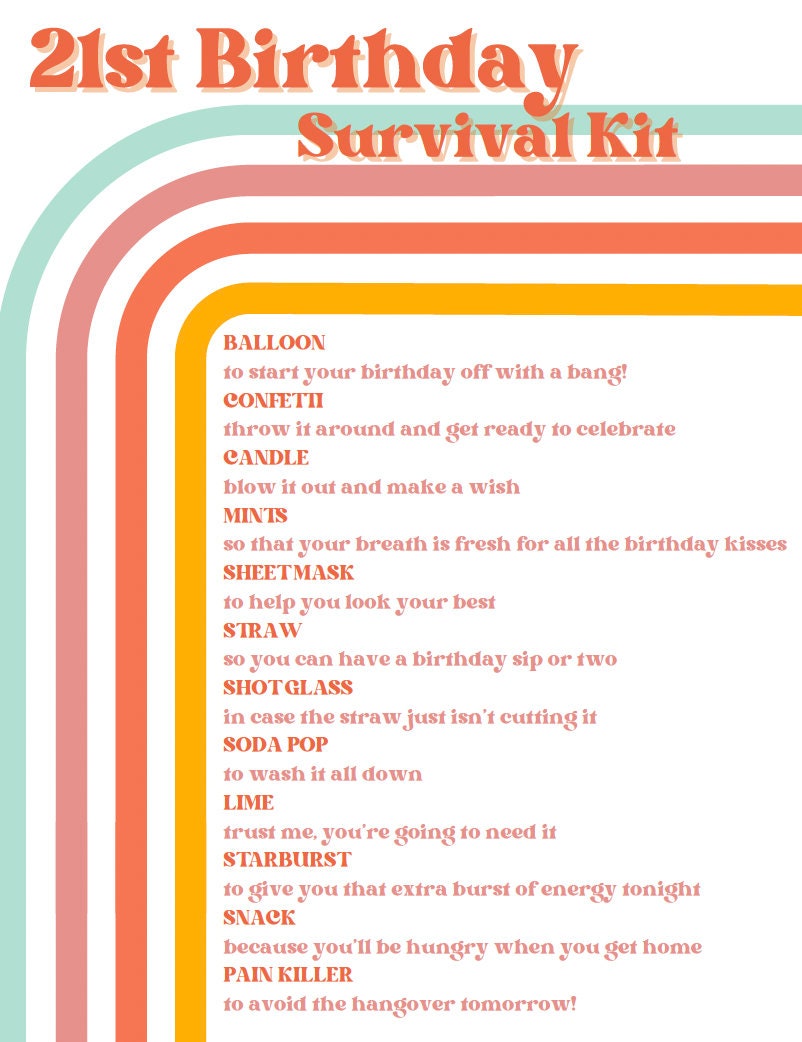 21st Birthday Survival Kit - Etsy