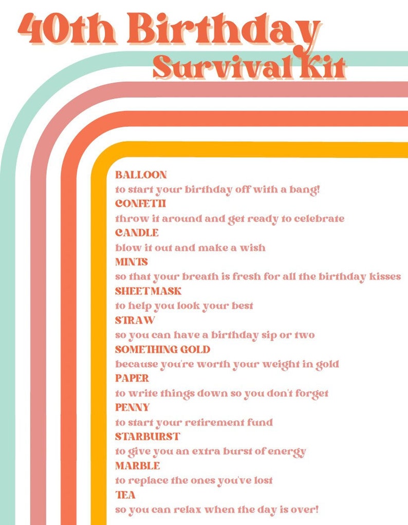 40th Birthday Survival Kit - Etsy