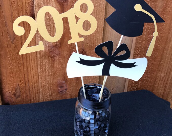 Graduation Centerpiece, 2018 Graduation Centerpiece, Gold Graduation ...