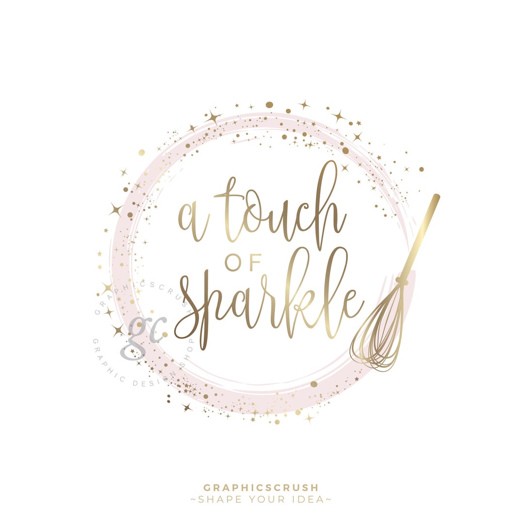Premade Gold Sparkles Whisk Logo, Magic Whisk Logo Design, Golden Stars ...